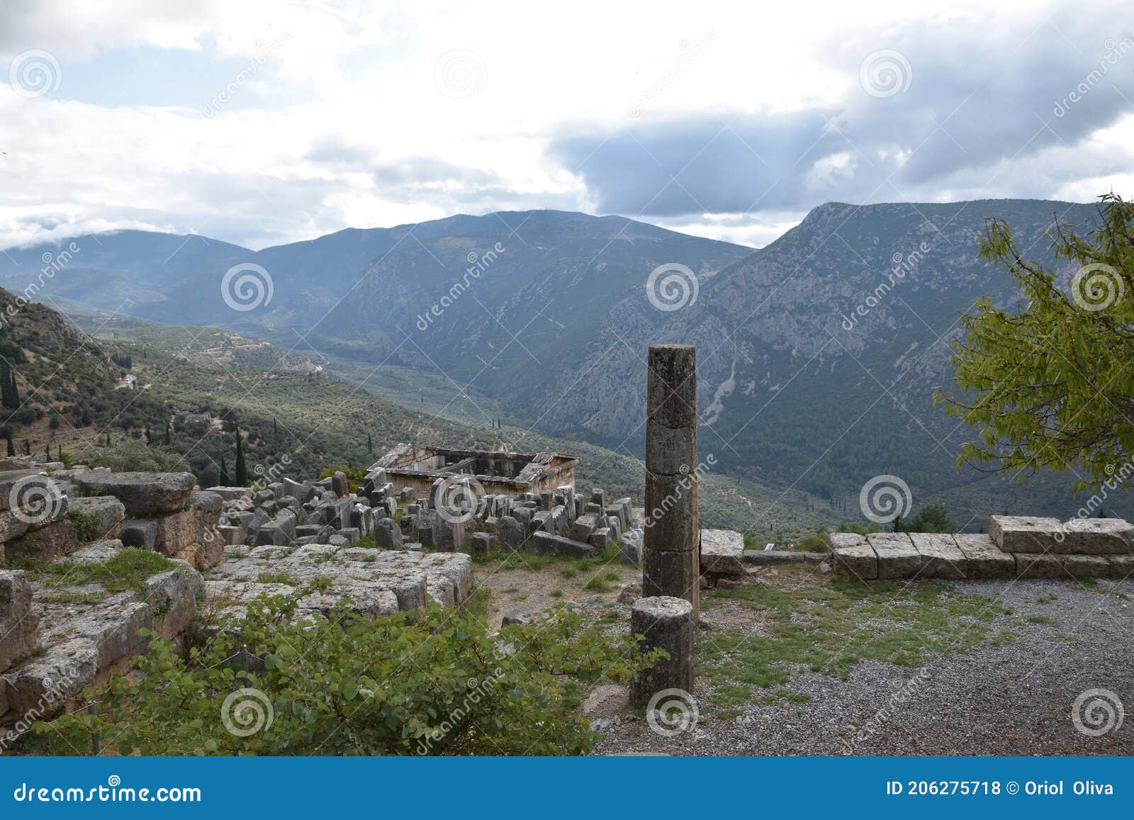 View of the Main Monuments of Greece. Ruins of Ancient Delphi. Oracle ...