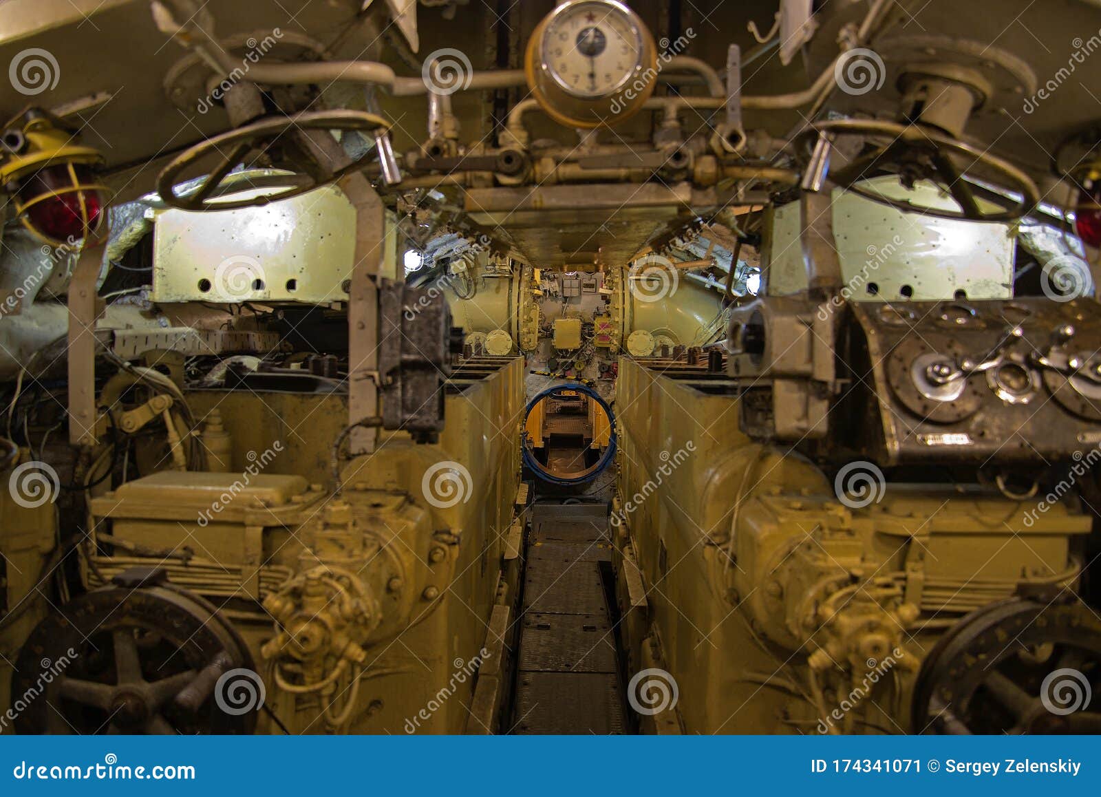 View of the Main Passage Inside the Submarine, Appliances, Hatches ...