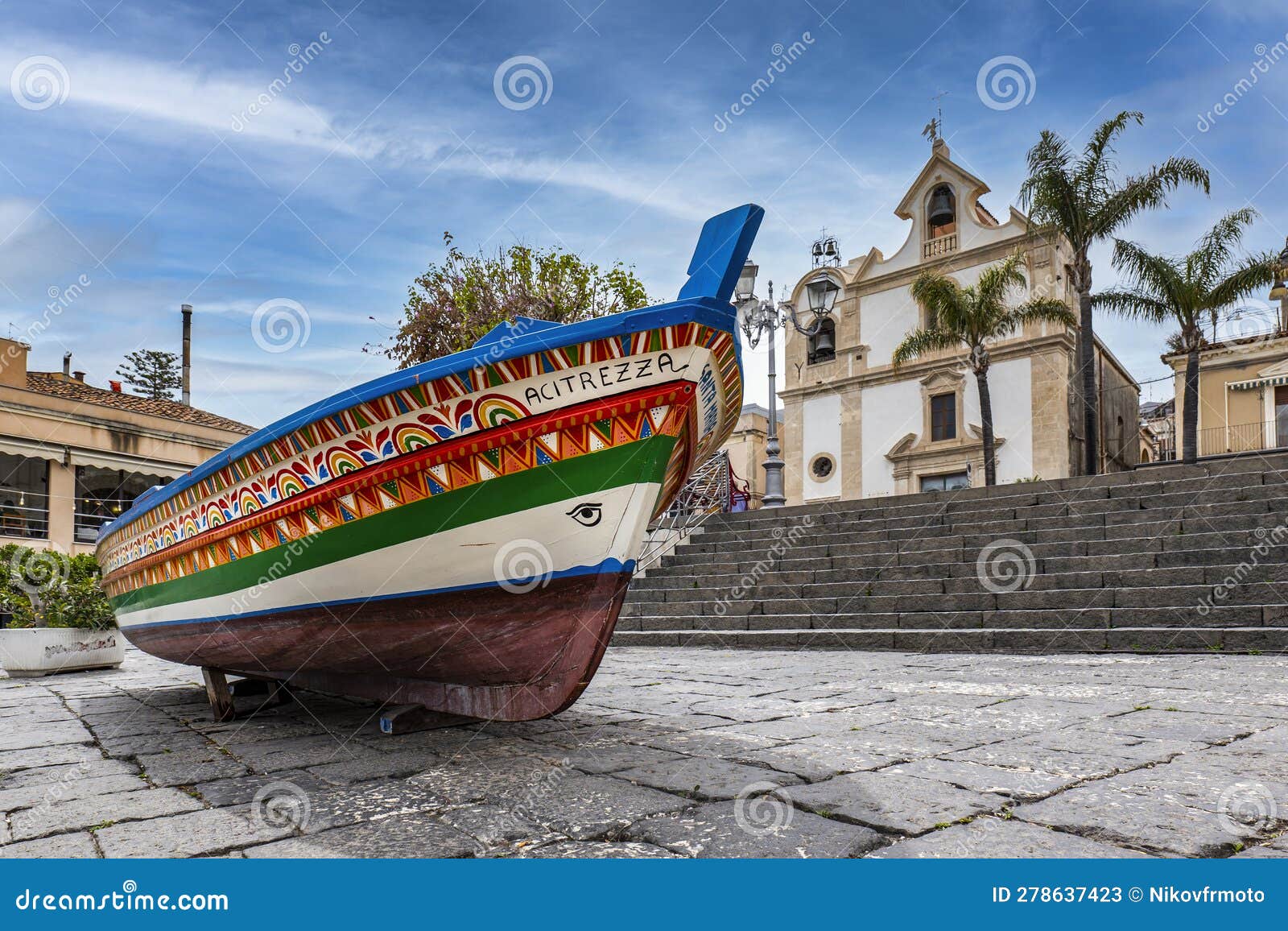 View of the Main Square of Aci Trezza Stock Image - Image of ocean ...