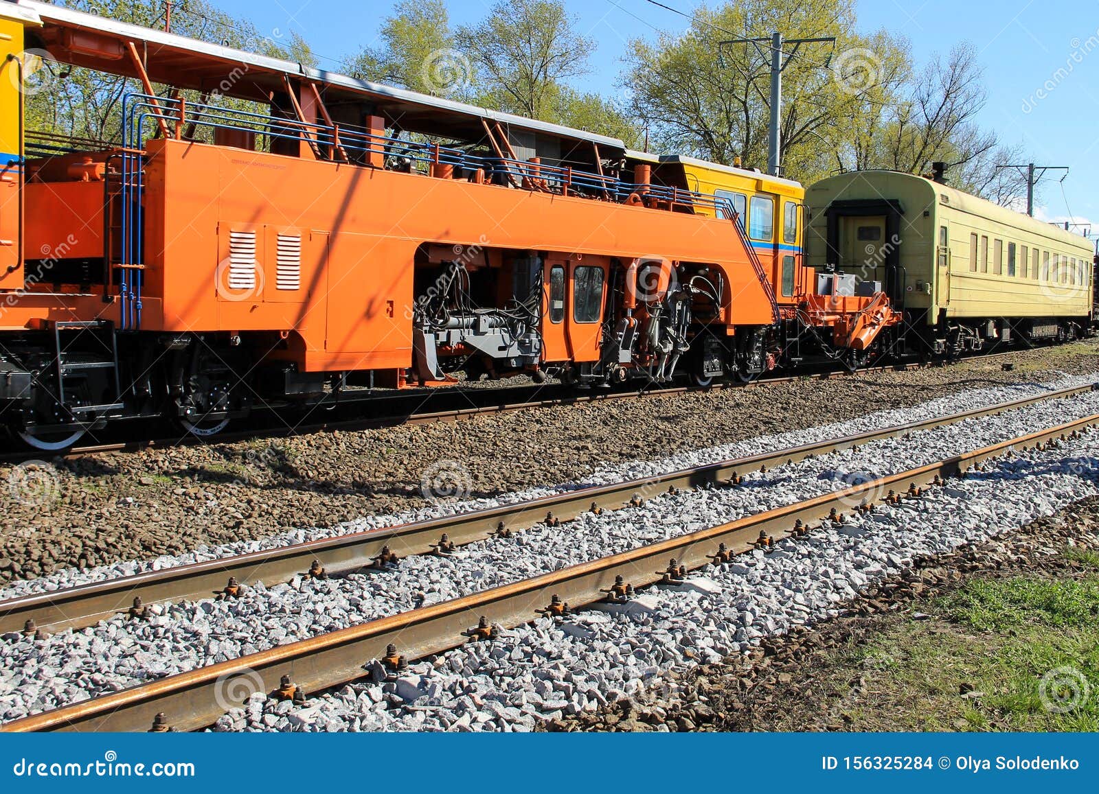 View on the Maintenance Train on Railroad Track Stock Photo - Image of ...