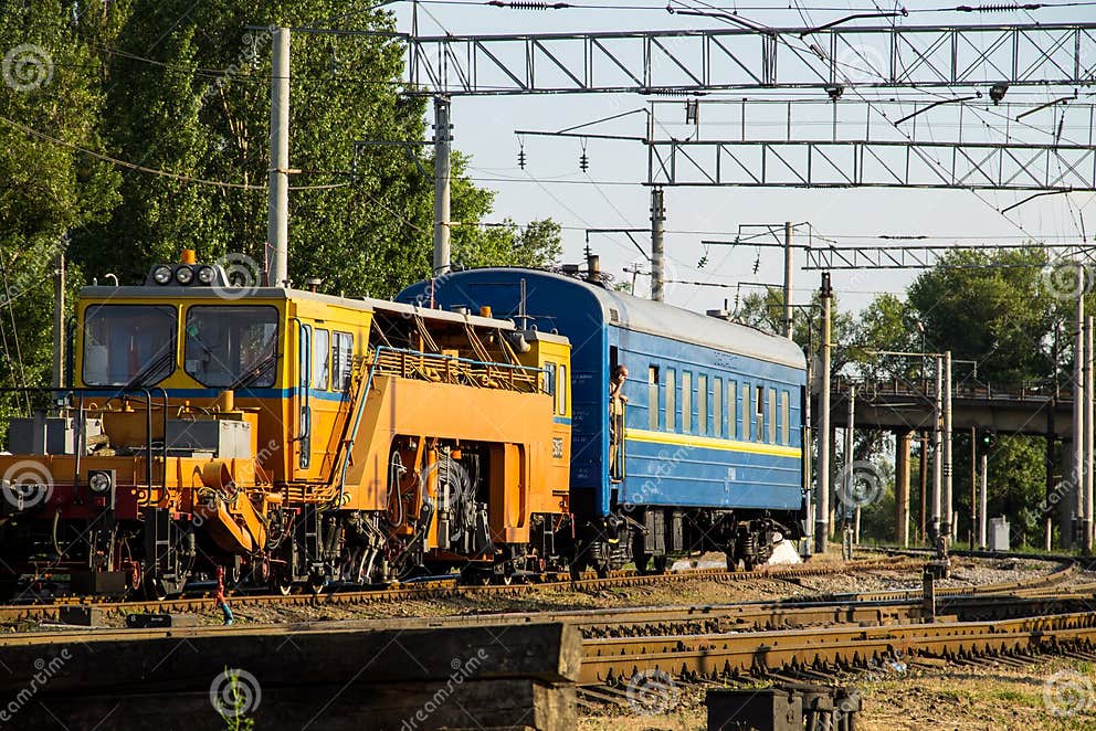 View on the Maintenance Train on Railroad Track Editorial Stock Image ...