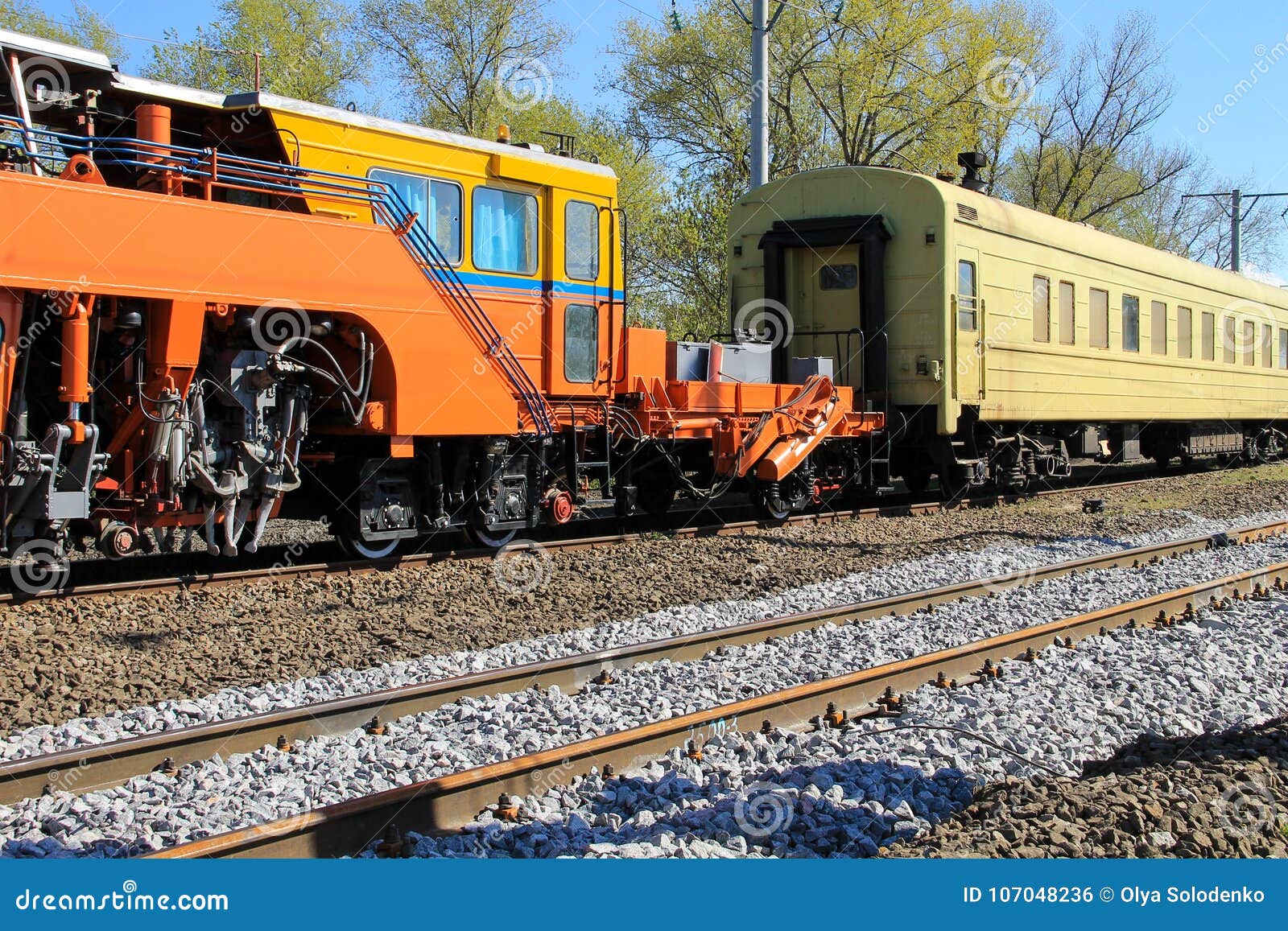 View on the Maintenance Train on Railroad Track Stock Photo - Image of ...