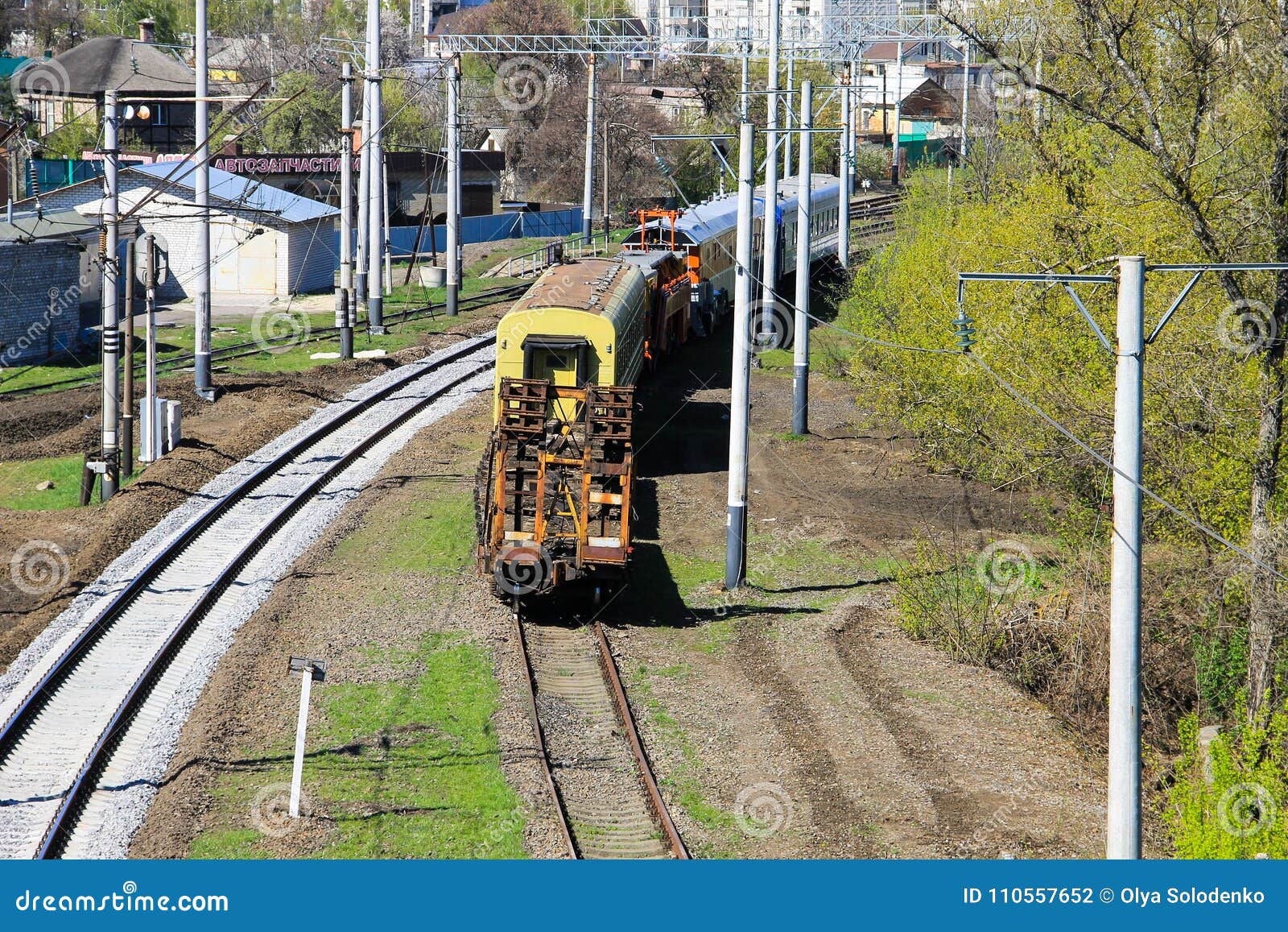 View on the Maintenance Train on Railroad Track Stock Photo - Image of ...