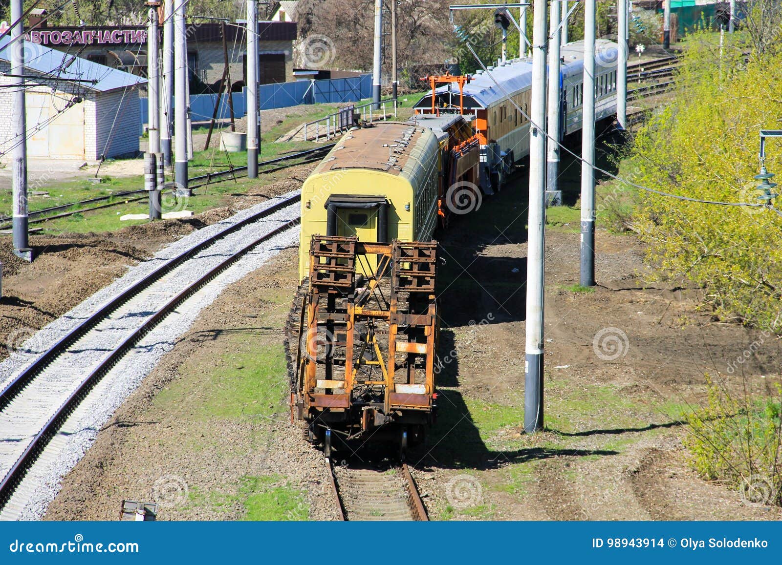 View on the Maintenance Train on Railroad Track Stock Photo - Image of ...