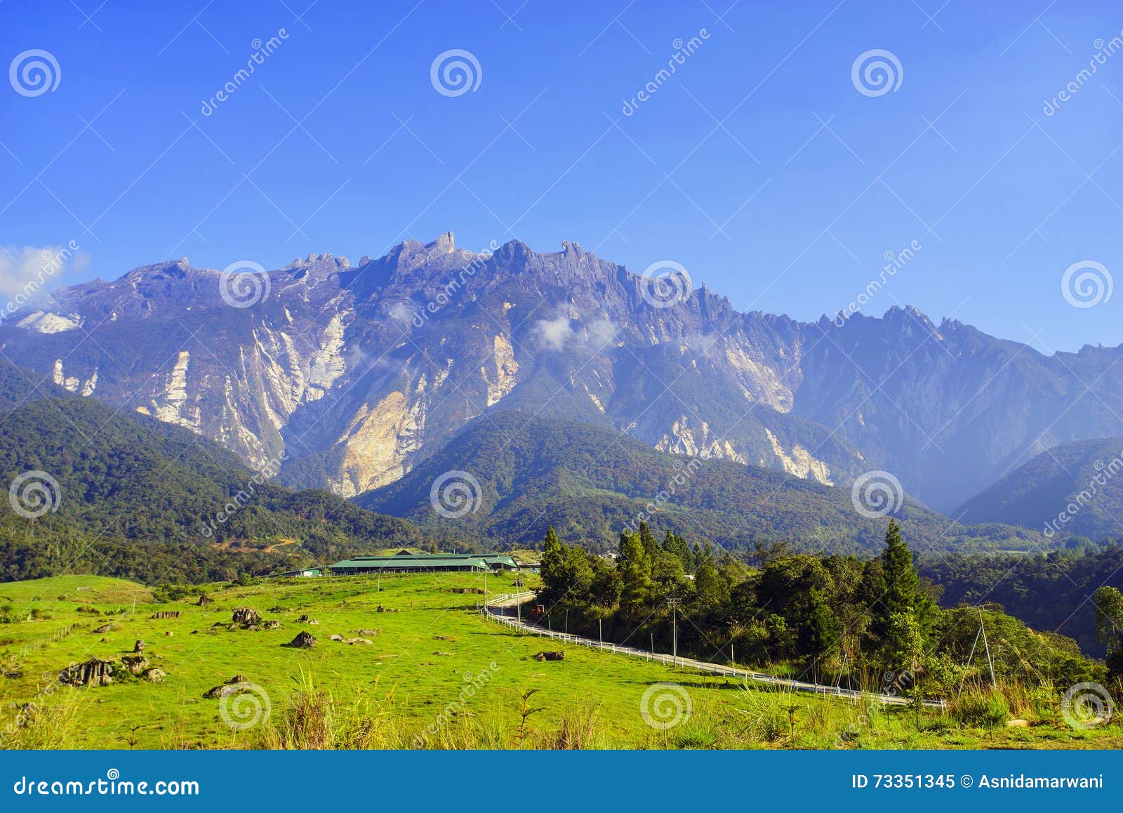 View of Majestic Mount Kinabalu with Beautiful Blue Sky at Background ...