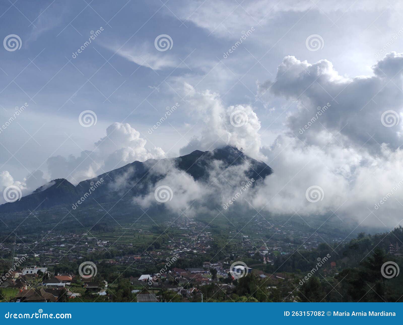 View of the Majesty of Mount Merapi Covered in Clouds Stock Photo ...