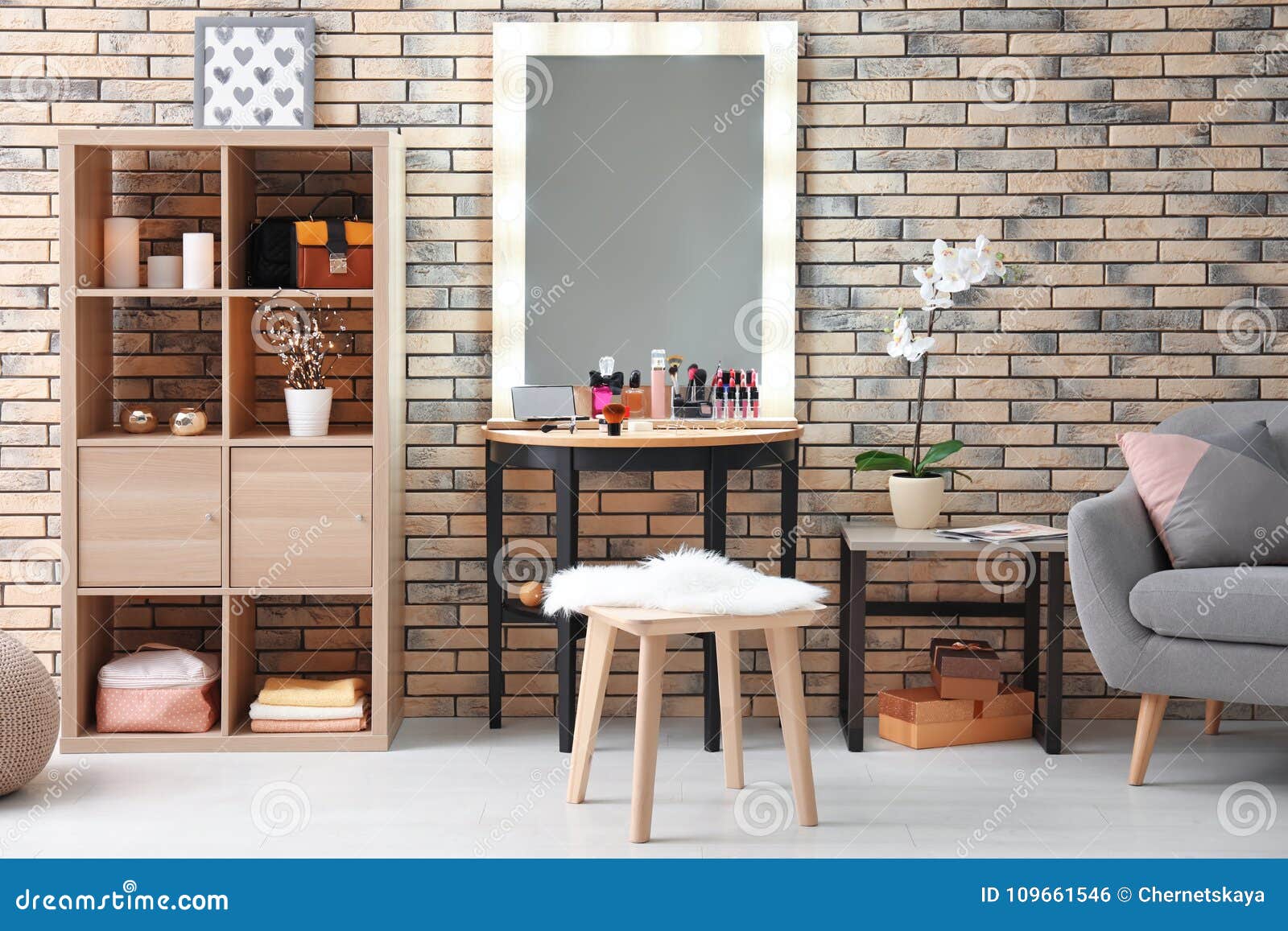 View of Makeup Room with Decorative Cosmetics Stock Photo - Image of ...