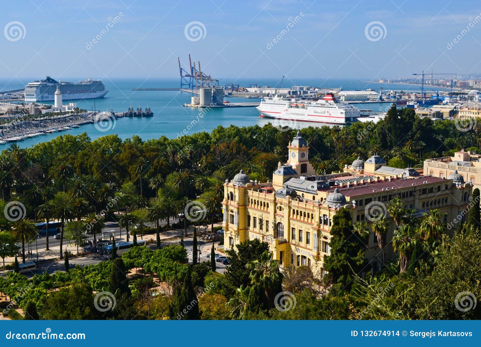 A View of Malaga Sea Port, Spain Editorial Stock Image - Image of ...