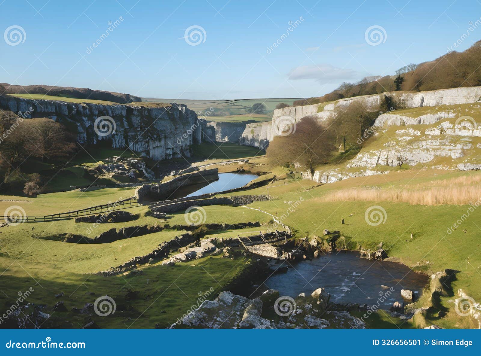A View of Malham Cove in Yorkshire Stock Illustration - Illustration of ...