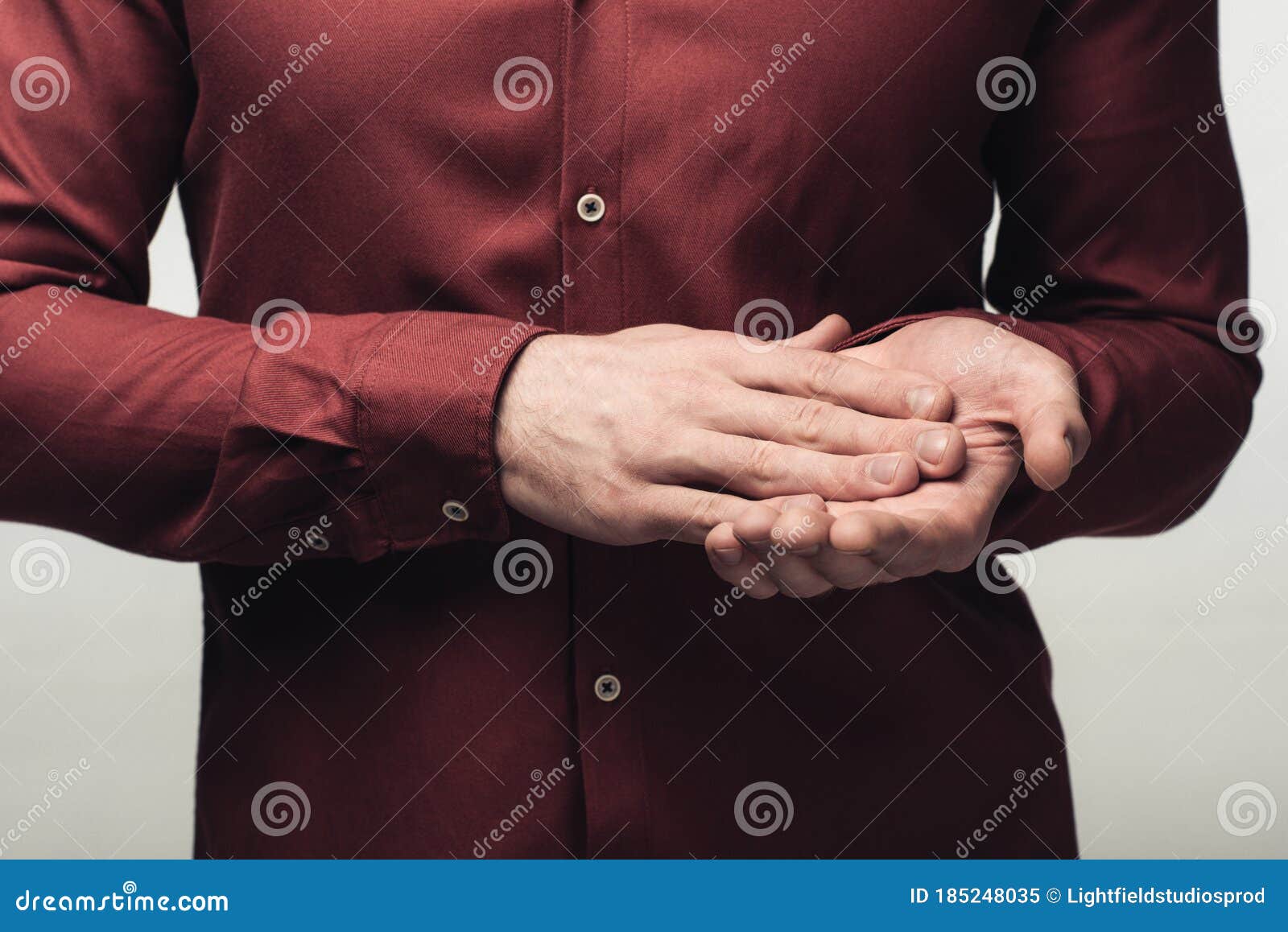 View of Man Clapping Hands Isolated on Grey, Human Emotion and ...