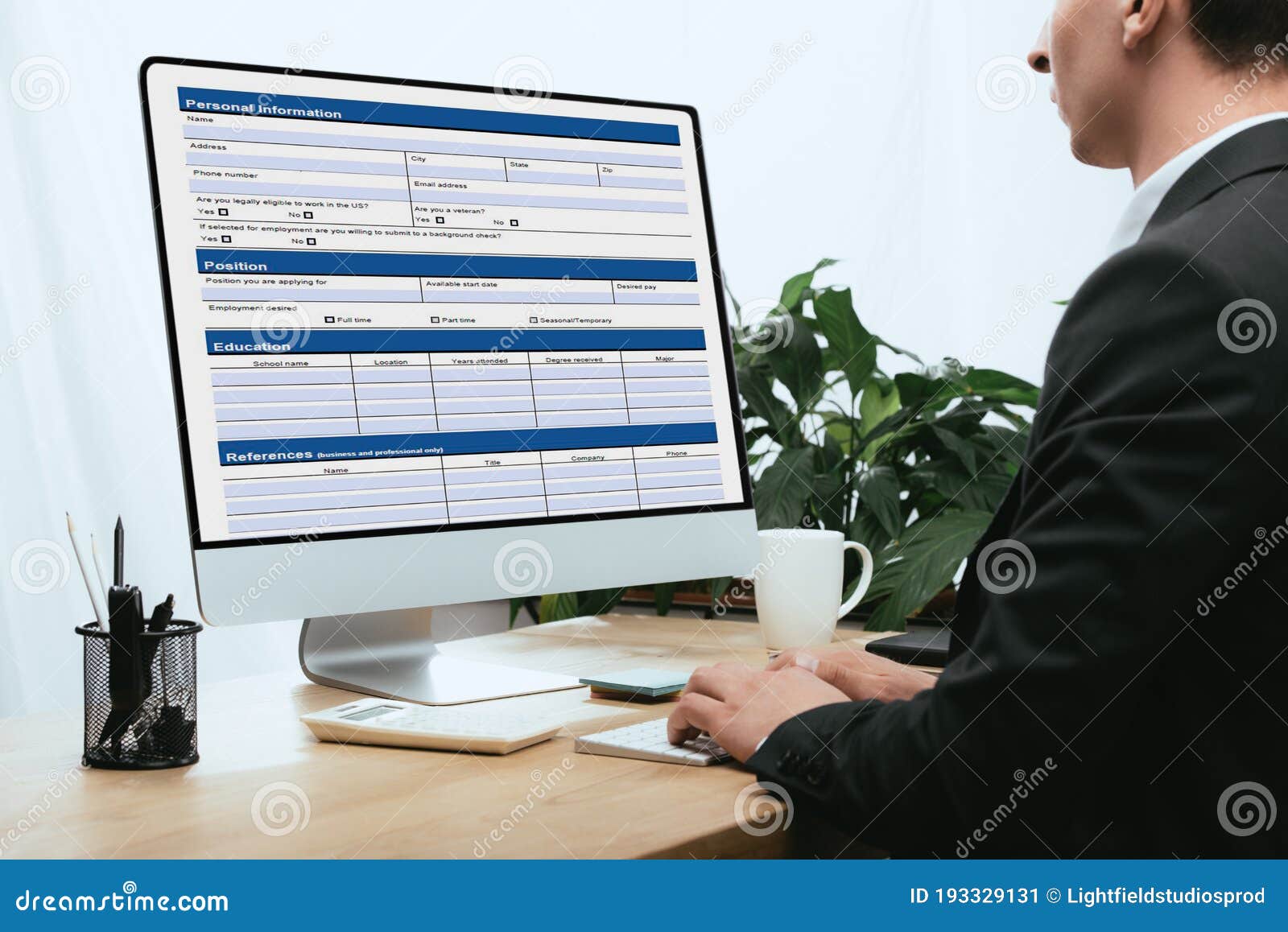 View of Man Filling in Personal Information Application Identity ...
