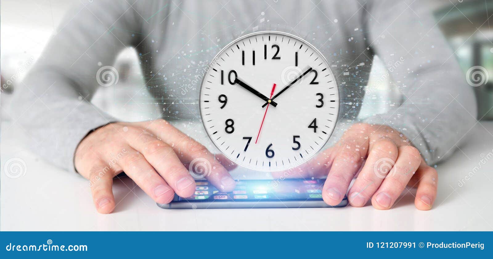 Man Holding a Clock Timer 3d Rendering Stock Image - Image of round ...
