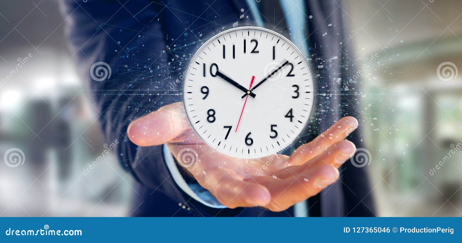 Man Holding a Clock Timer 3d Rendering Stock Photo - Image of second ...
