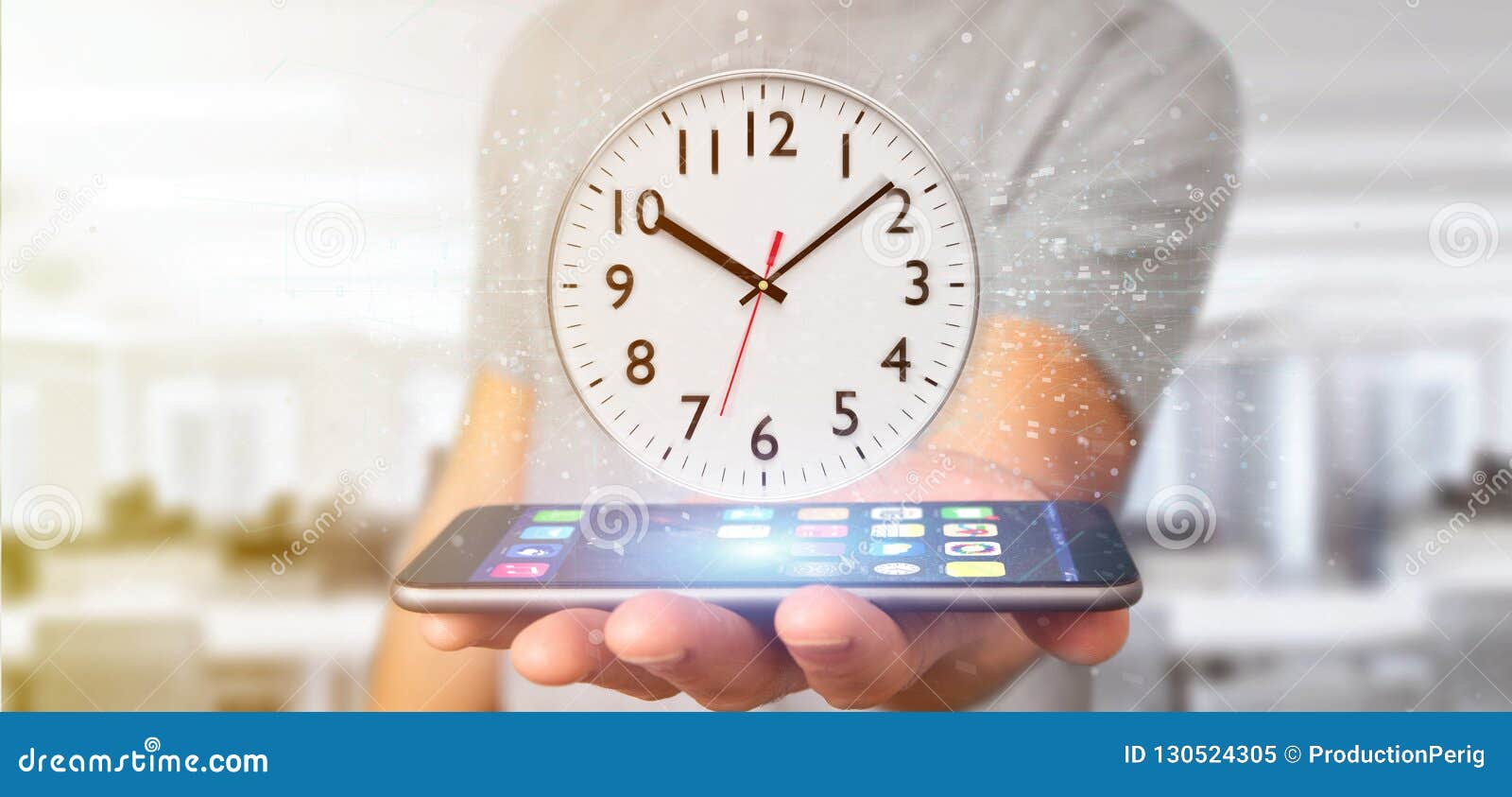 Man Holding a Clock Timer 3d Rendering Stock Image - Image of deadline ...