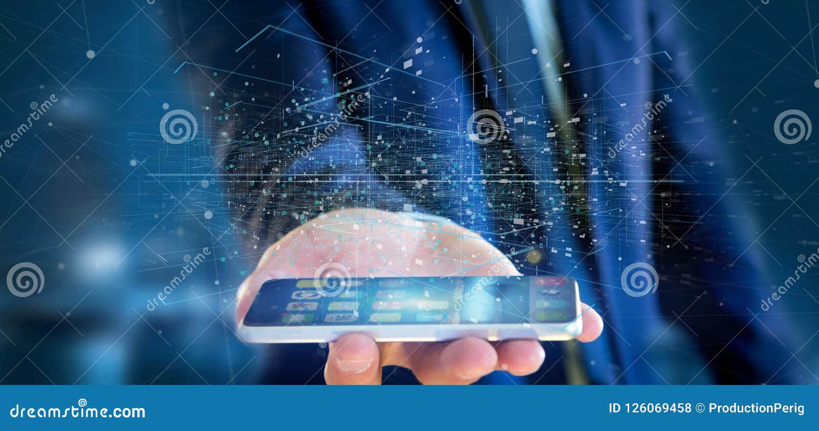 Man Holding Data Binary Cloud 3d Rendering Stock Photo - Image of connection, abstract: 126069458