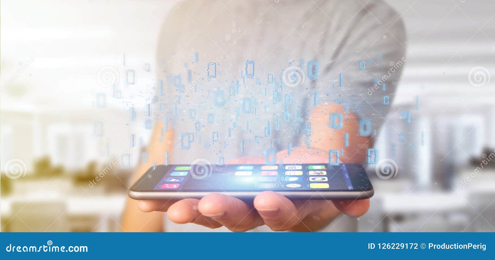 Man Holding Data Binary Cloud 3d Rendering Stock Photo - Image of coding, hacker: 126229172