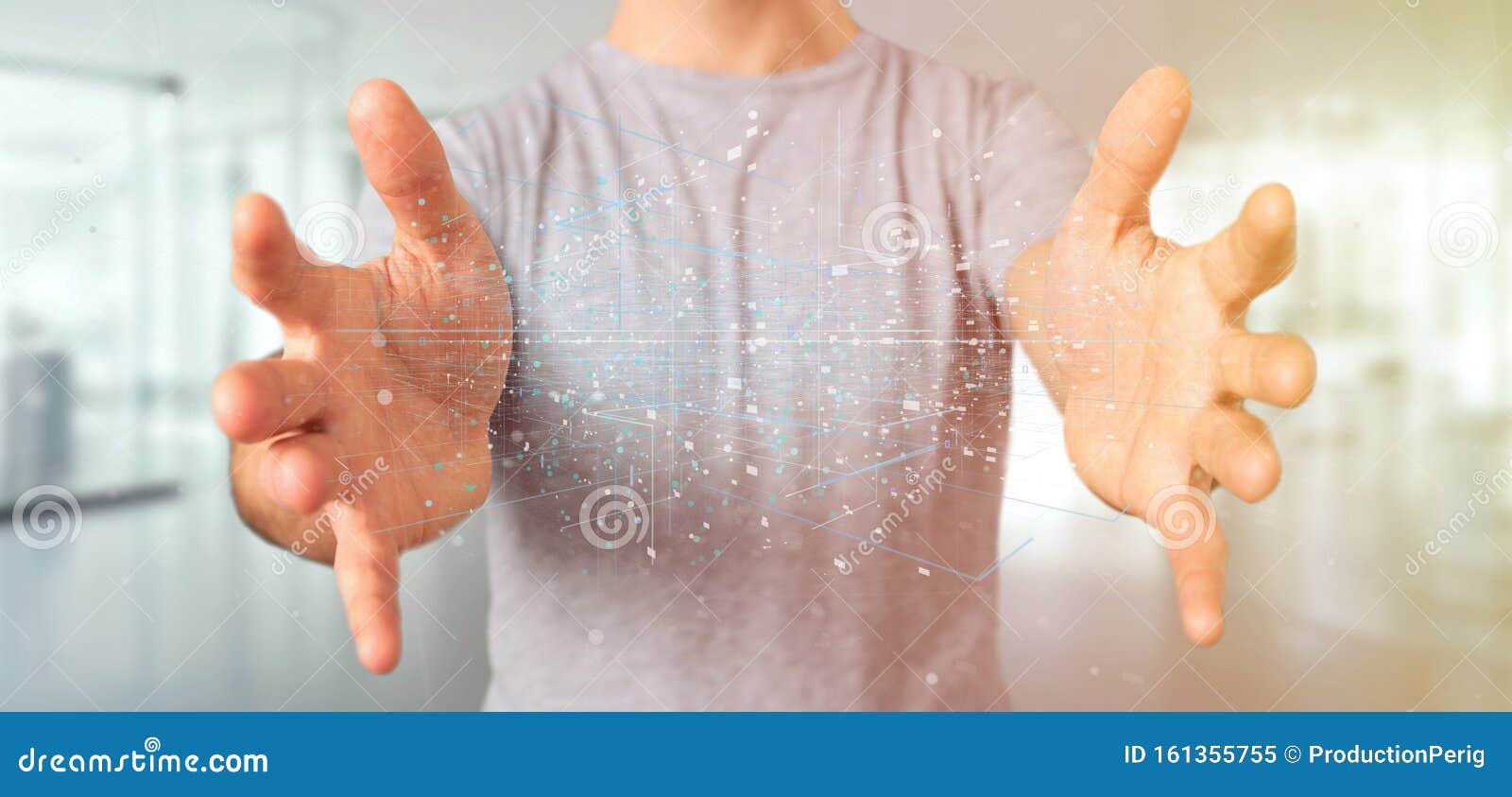 Man Holding Data Binary Cloud 3d Rendering Stock Image - Image of design, electronic: 161355755