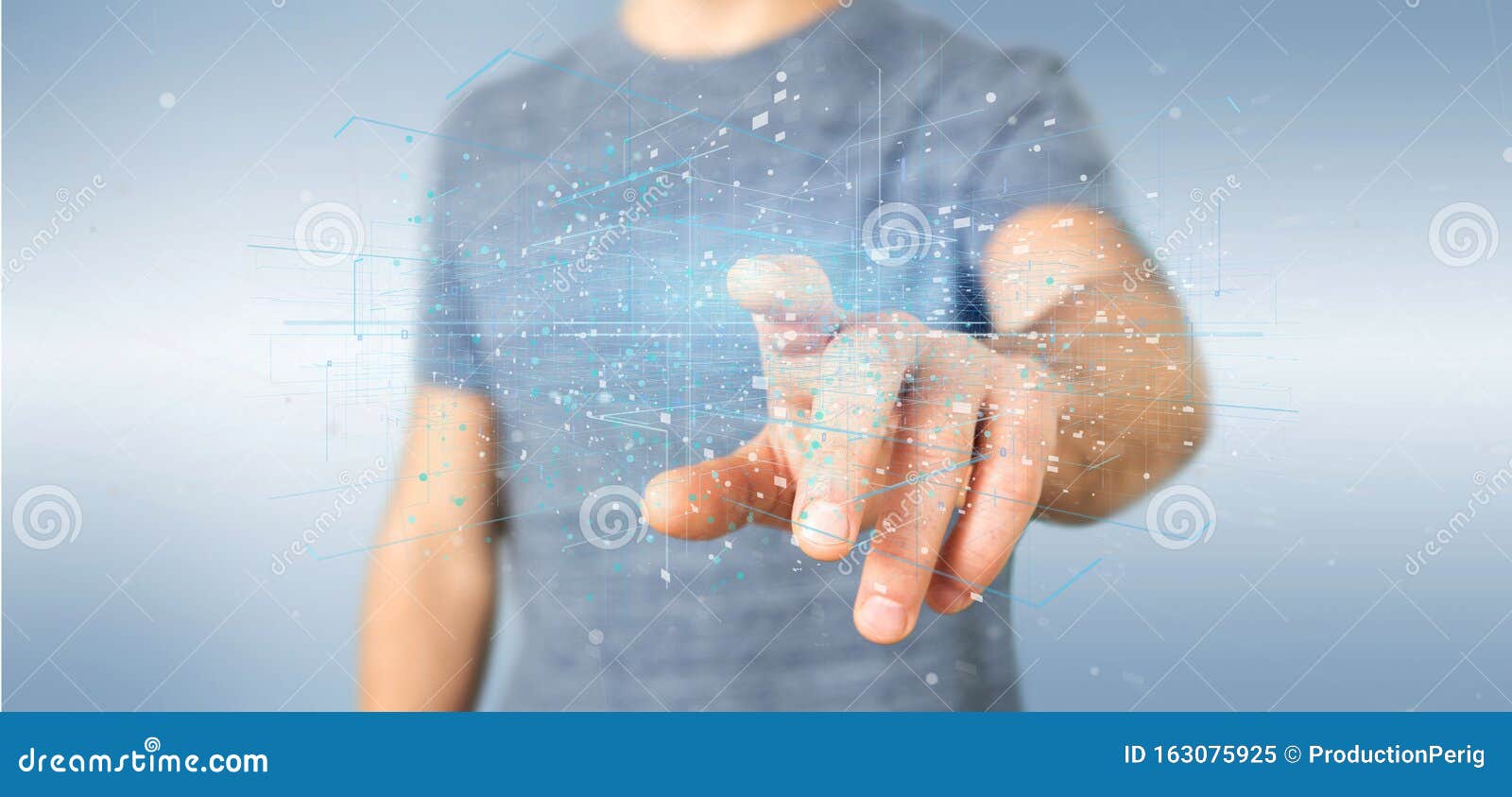 Man Holding Data Binary Cloud 3d Rendering Stock Image - Image of code, information: 163075925