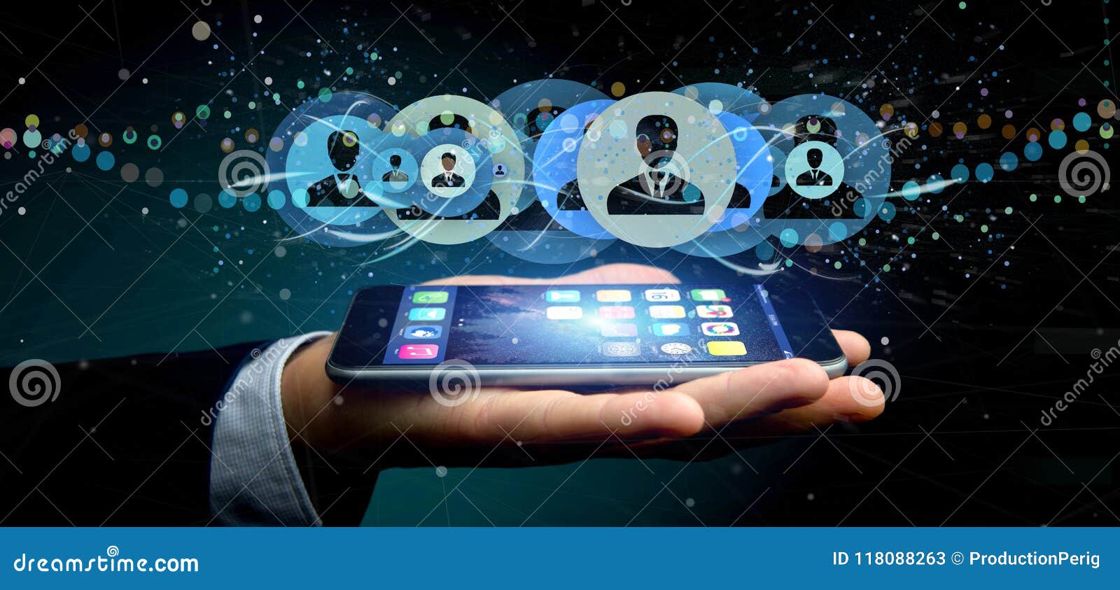 Man Holding a Professional Contact Network Concept 3d Rendering Stock ... Man Holding a Professional Contact Network Concept 3d Rendering Stock ...