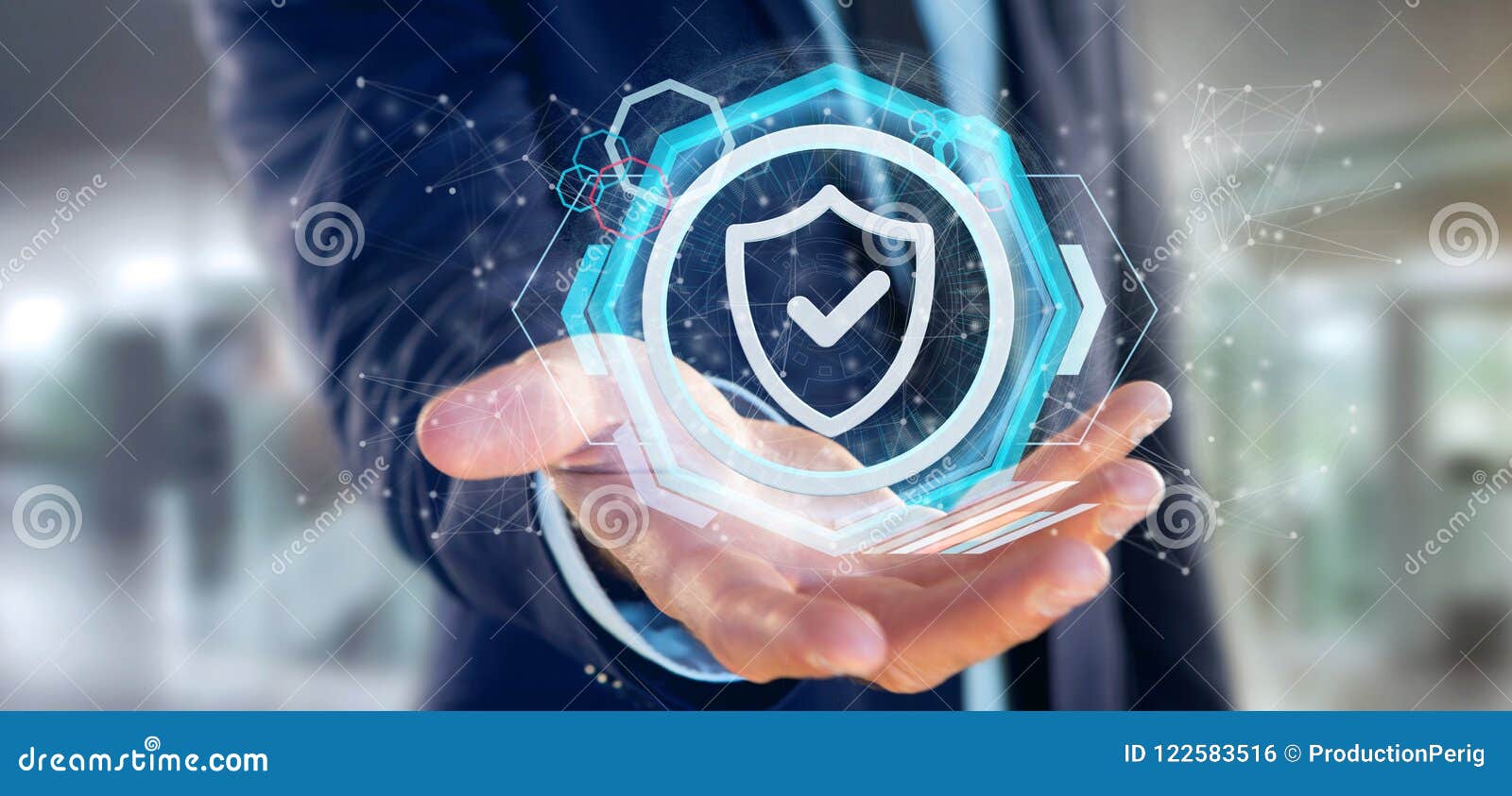 Man Holding a Shield Web Security Concept 3d Rendering Stock Photo ...