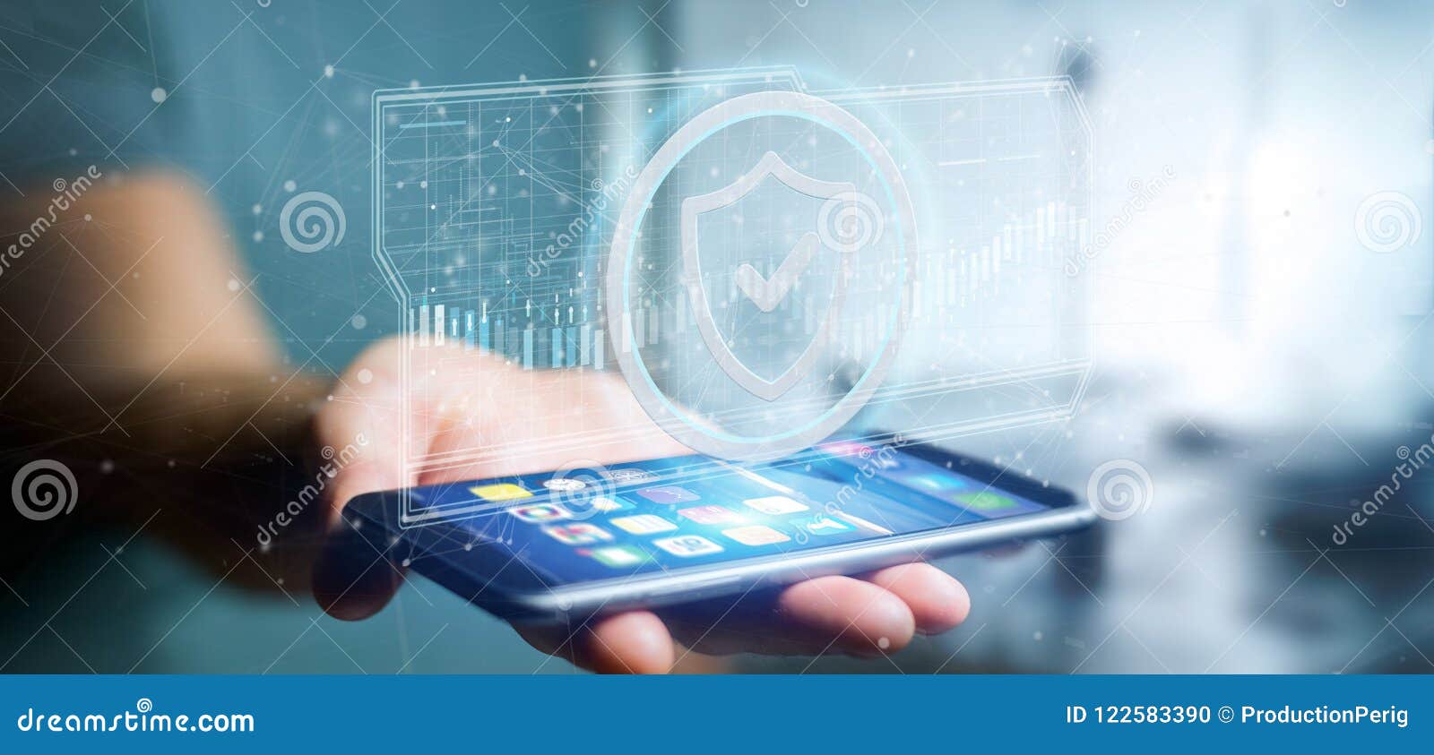 Man Holding a Shield Web Security Concept 3d Rendering Stock Photo ...