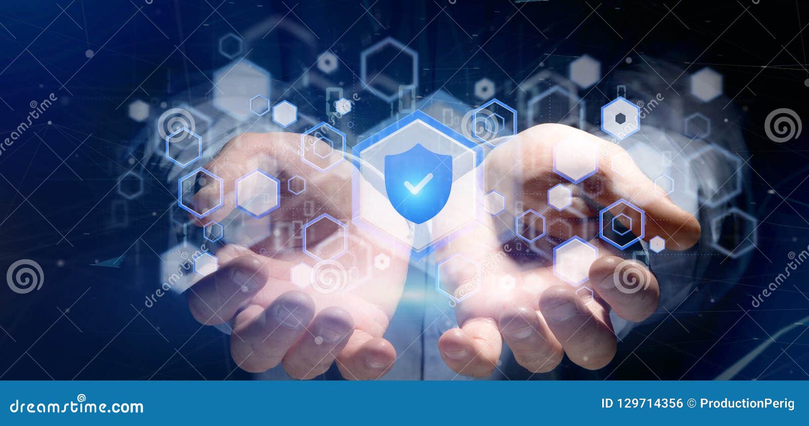 Man Holding a Shield Web Security Concept 3d Rendering Stock Photo ...