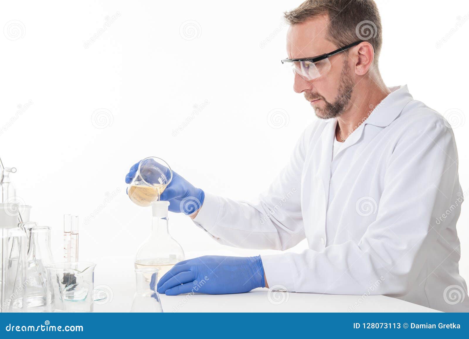 View of a Man in the Laboratory while Performing Experiments Stock ...