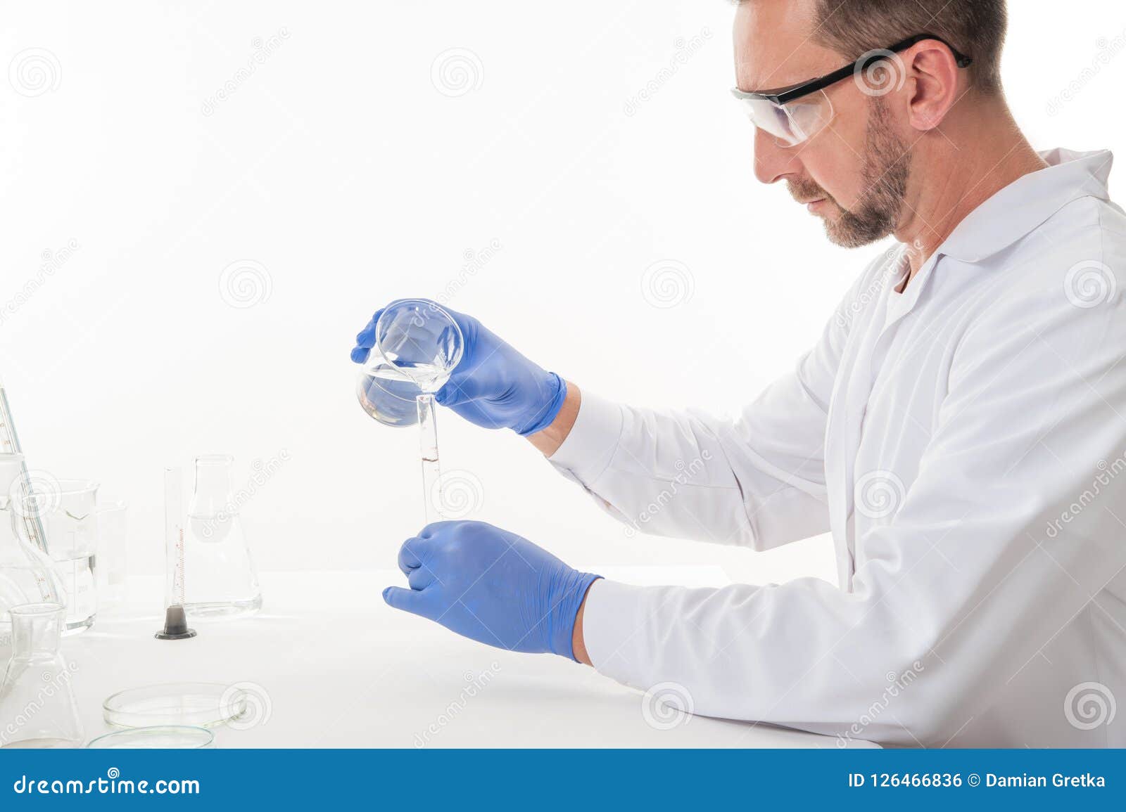 View of a Man in the Laboratory while Performing Experiments Stock ...