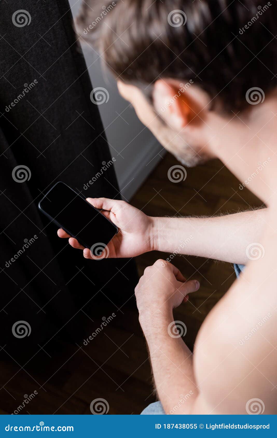 View of Man Using Smartphone with Stock Image - Image of handsome ...