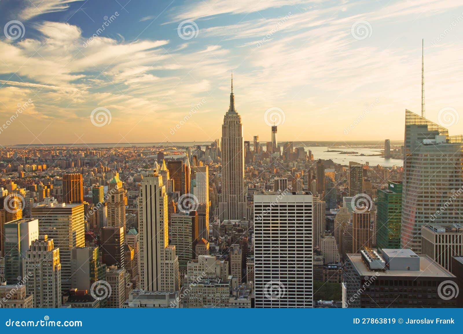 View of Manhattan in Sunset Light Editorial Stock Image - Image of ...