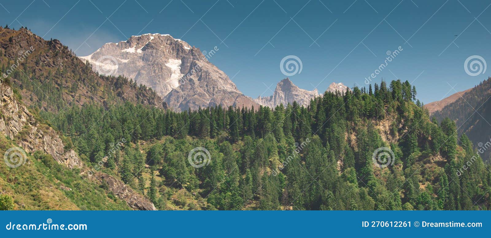 View from Manikaran Bridge, Kasol of Parvati Valley and River with with ...