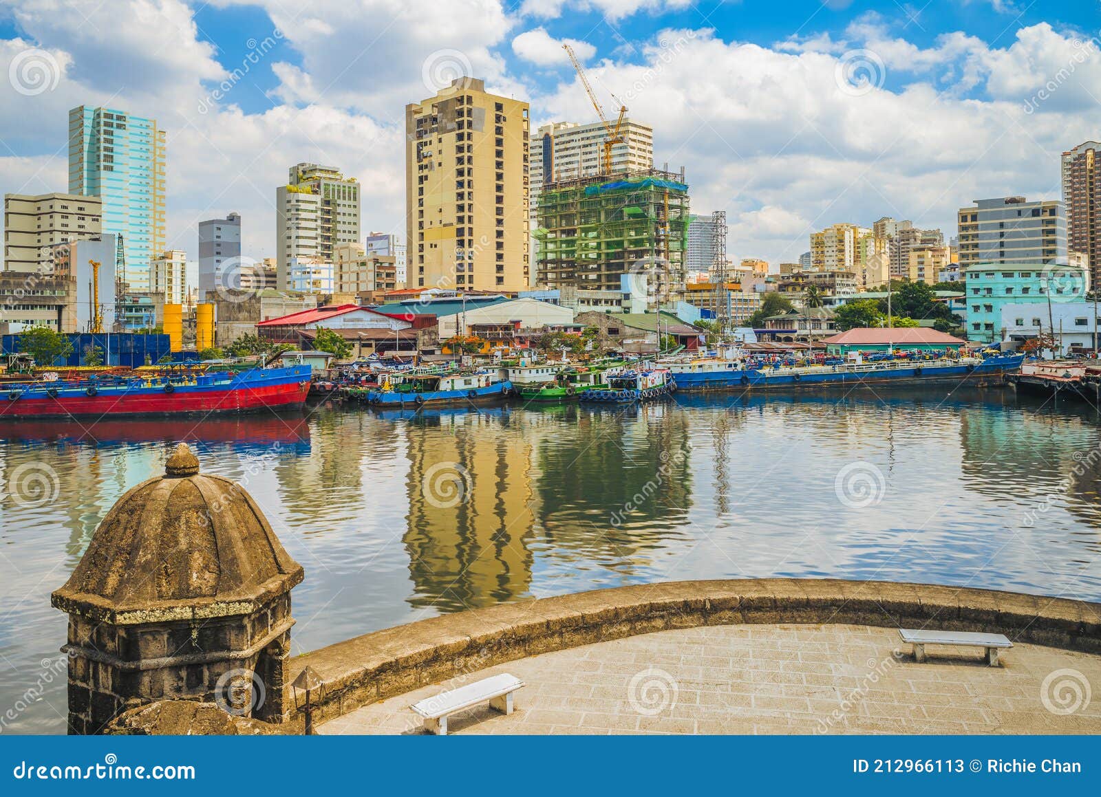 Skyline of Manila by Pasig River Editorial Stock Photo - Image of ...