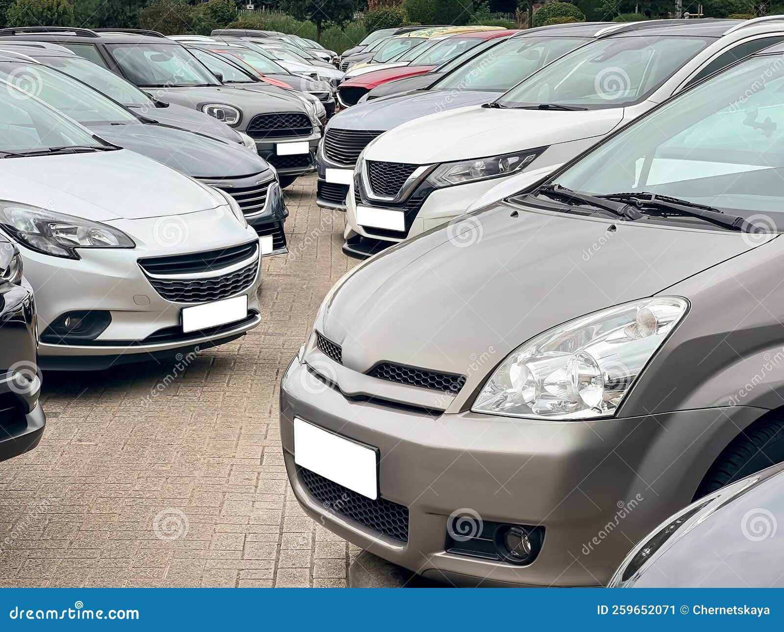 View of Many Different Cars in Parking Lot Stock Image - Image of ...