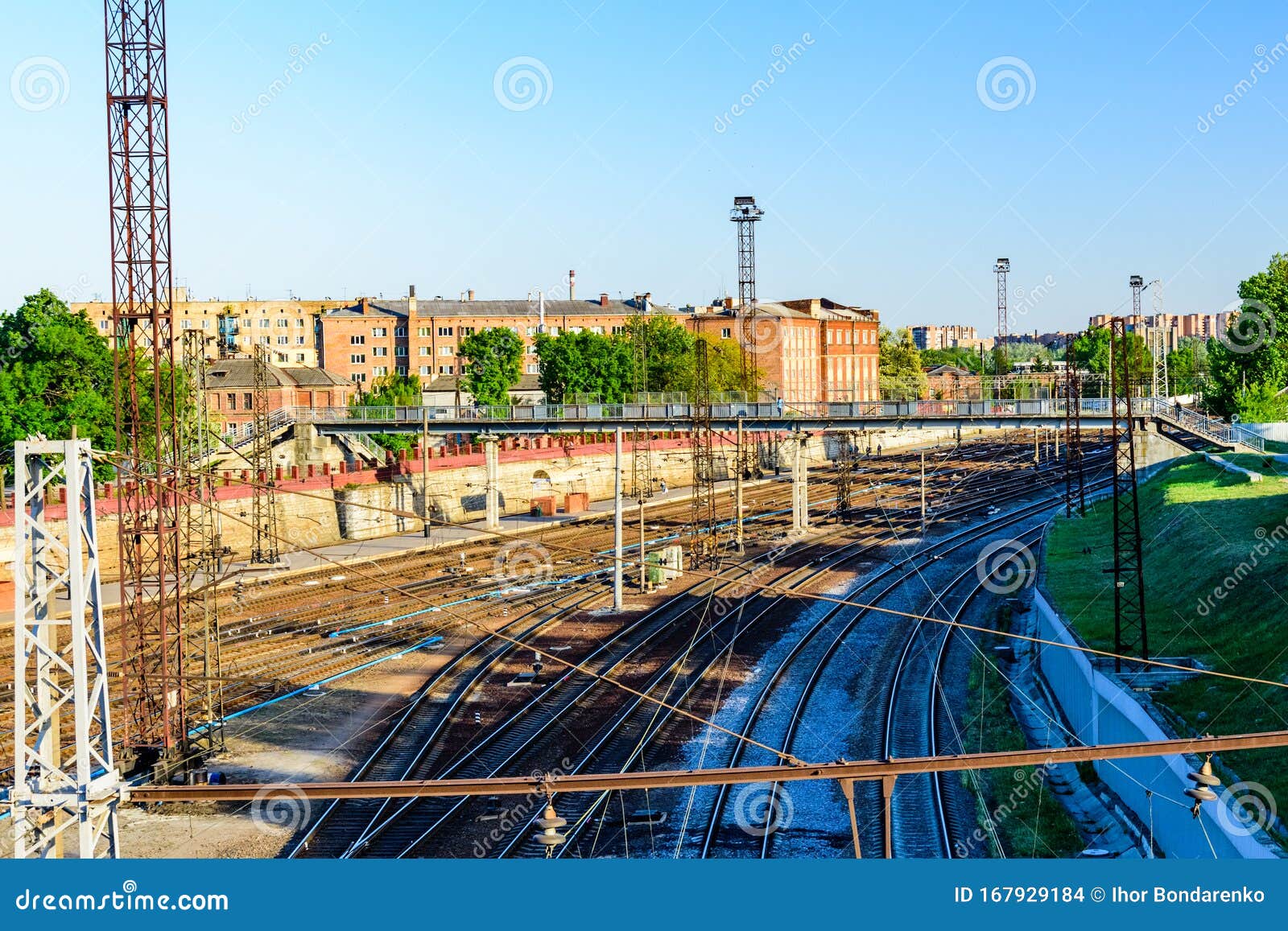 View on a Many Railroad Tracks and Junctions Stock Photo - Image of ...