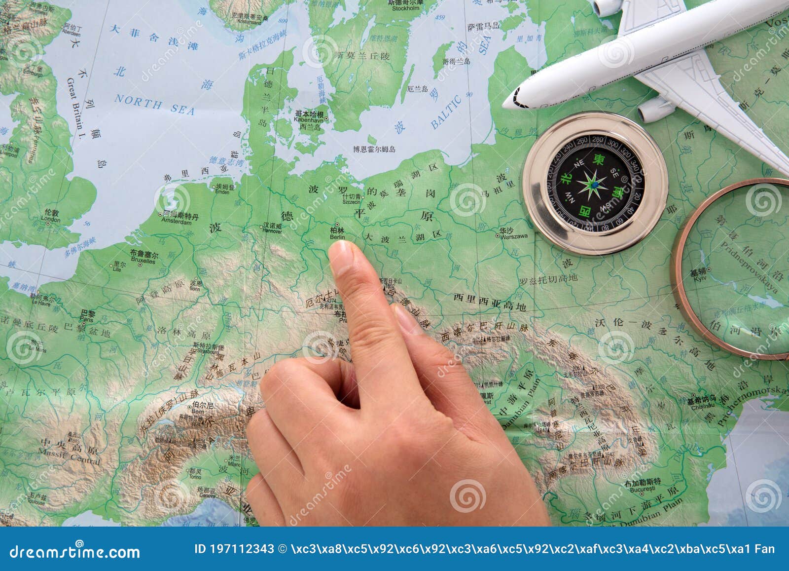 View Map Making European Travel Plan Stock Image - Image of glass ...