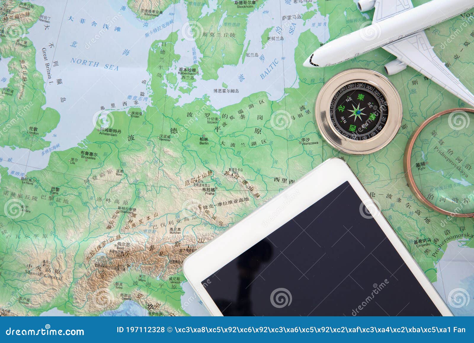 View Map Making European Travel Plan Stock Photo - Image of overlook ...