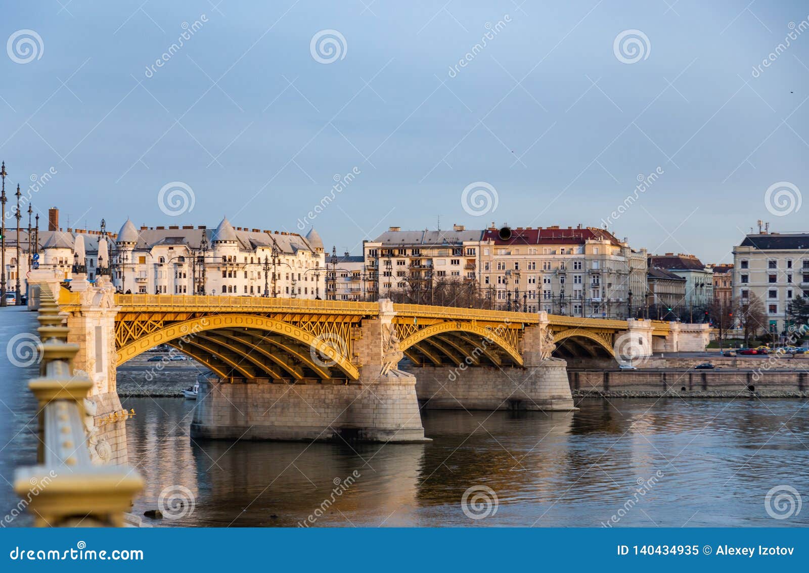 View of the Margaret Bridge Over the Danube Lit by the Rays of the ...