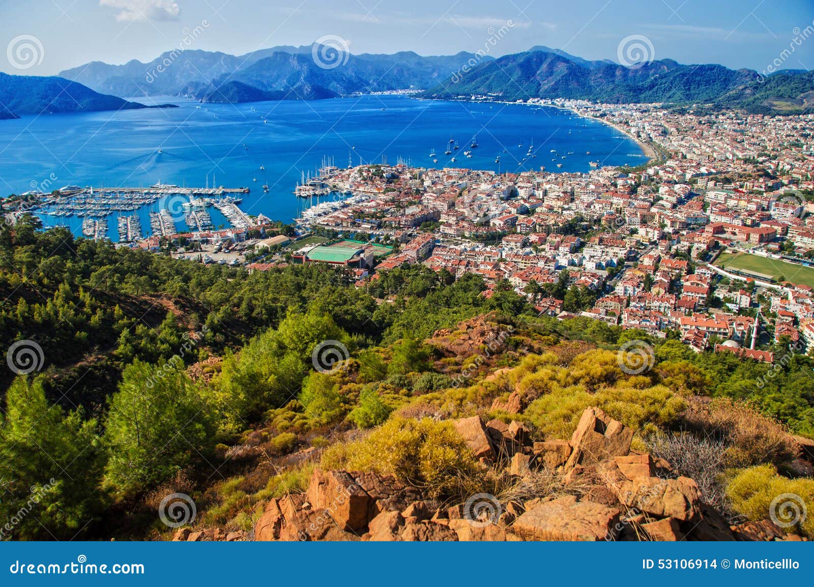 View of Marmaris Harbor on Turkish Riviera Stock Photo - Image of ...
