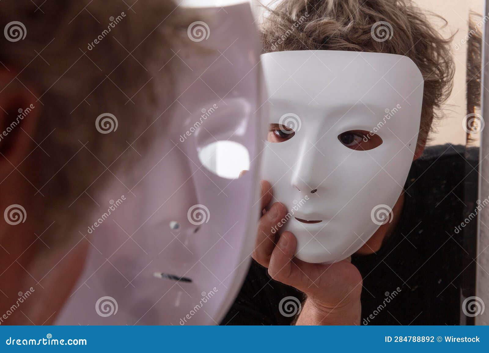 View through Mask on Yourself Stock Photo - Image of psychology, person ...
