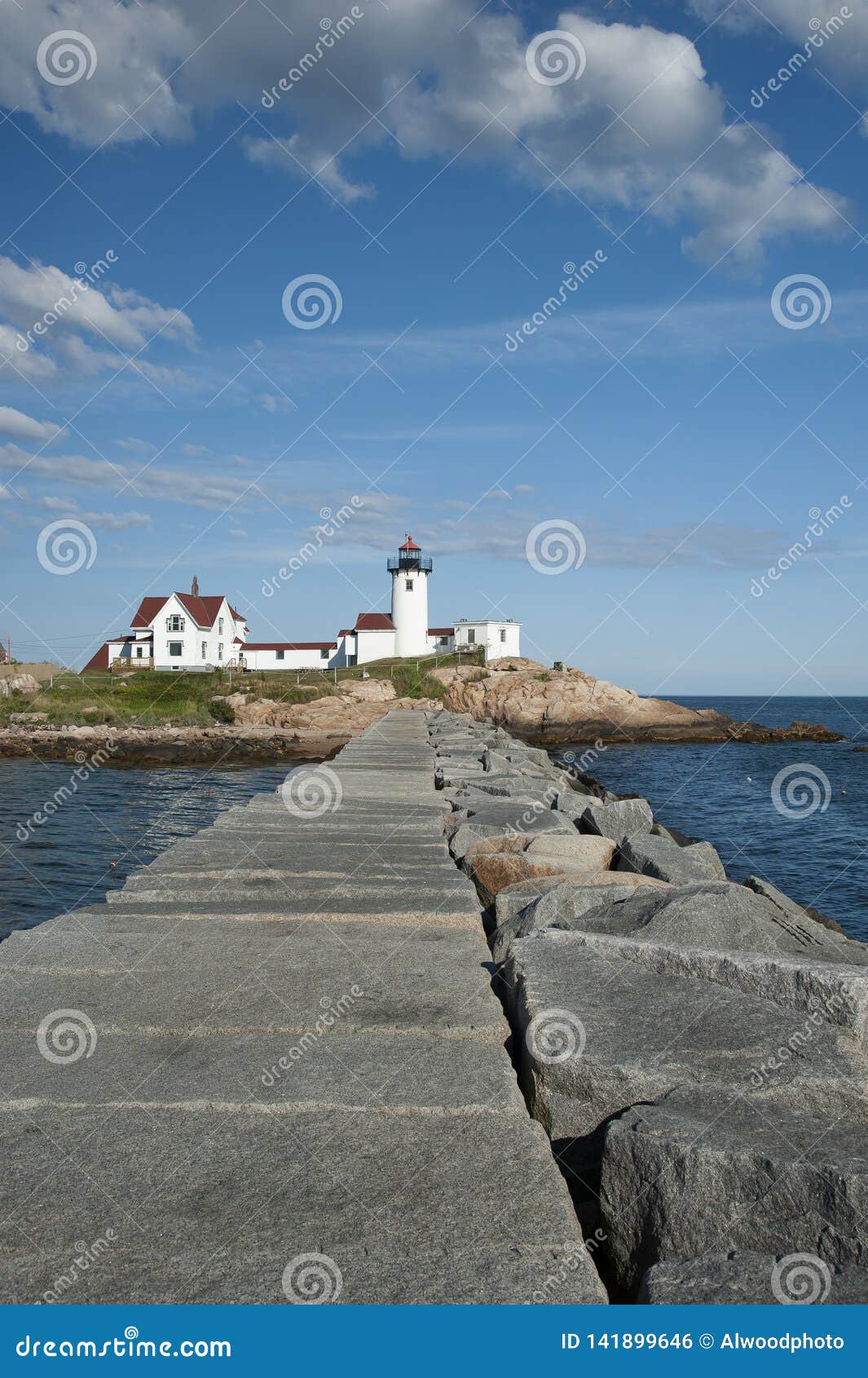 View of Massachusetts Lighthouse from Stone Jetty Breakwater Stock ...