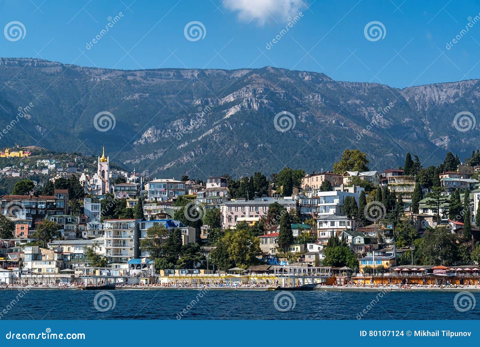 View of Massandra Beach in Yalta Stock Photo - Image of sunbath, coast ...