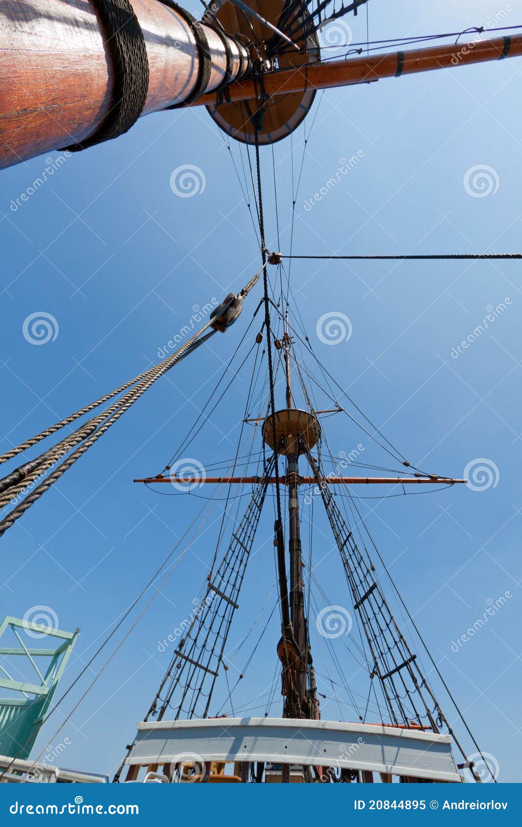 View of Mast and Rigging on the Tall Sail Ship. Stock Image - Image of ...