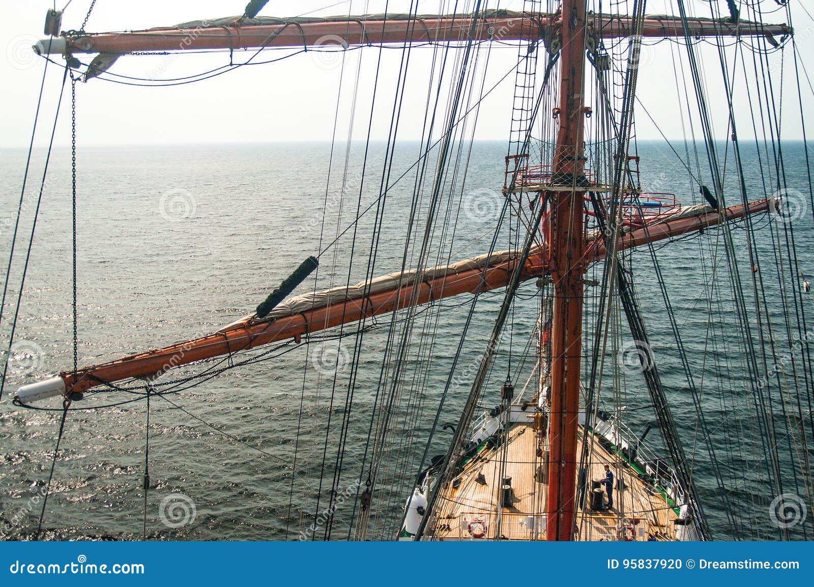 View from Mast on Sailsboat Deck Stock Photo - Image of rigging, travel ...