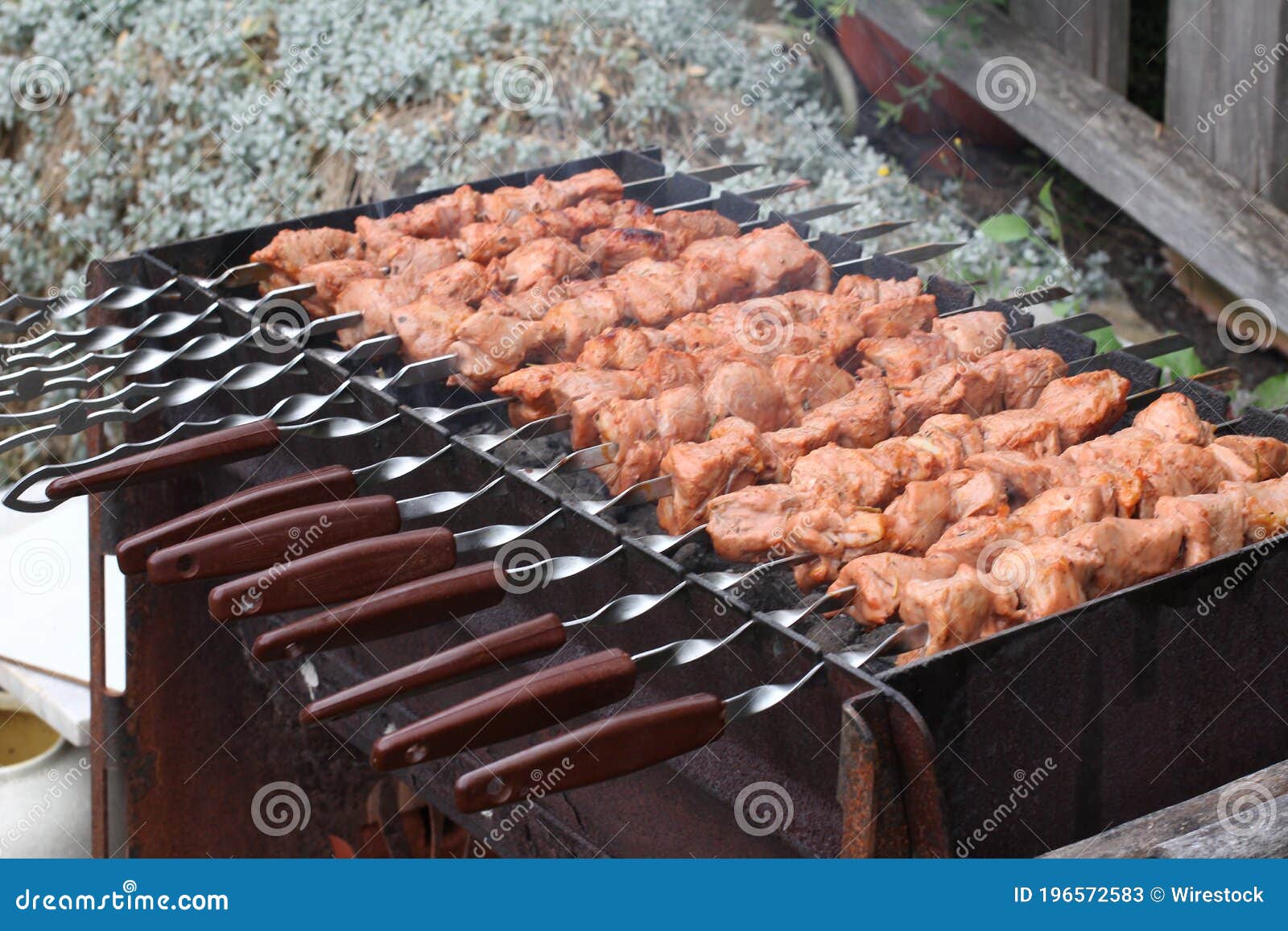 View of Meat Grilled in a Traditional Charcoal Grill Stock Image ...