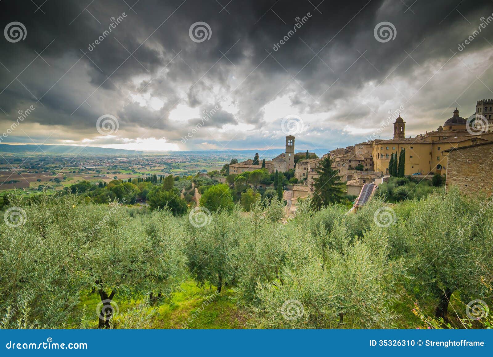 View of Medieval Assisi Town in Italy Stock Photo - Image of cloud ...