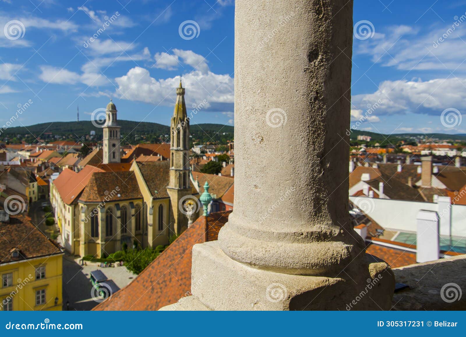 View from the Medieval Fire Tower in Sopron Stock Image - Image of fire ...