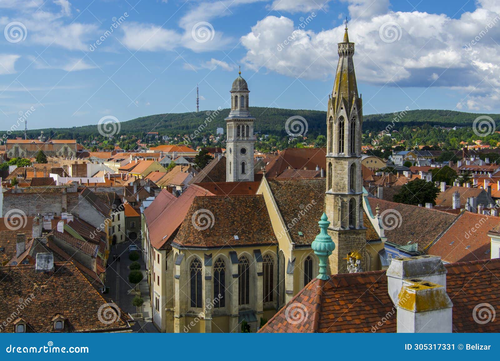 View from the Medieval Fire Tower in Sopron Stock Image - Image of ...