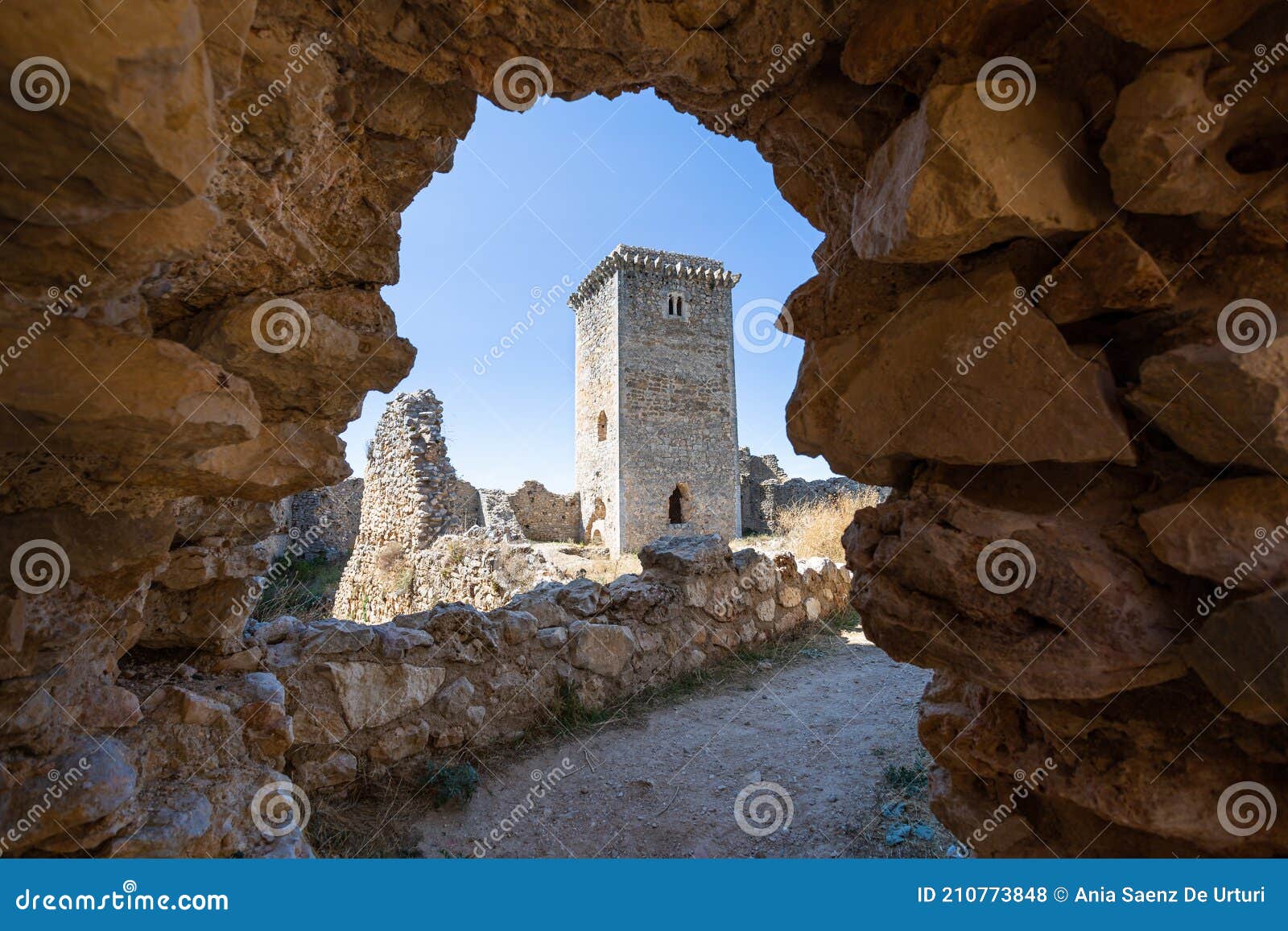 View of a Medieval Tower Inside a Ruined Fortification. Ucero Castle ...