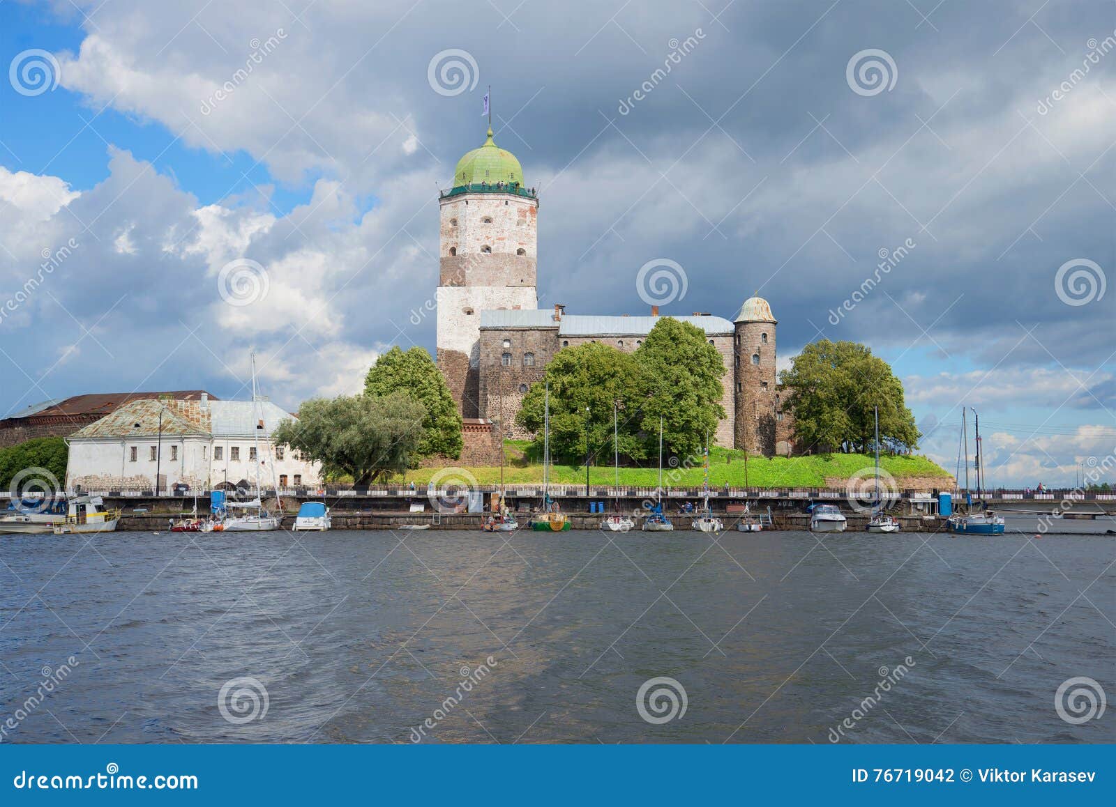 View of the Medieval Vyborg Castle from the Side of the Gulf of Vyborg ...