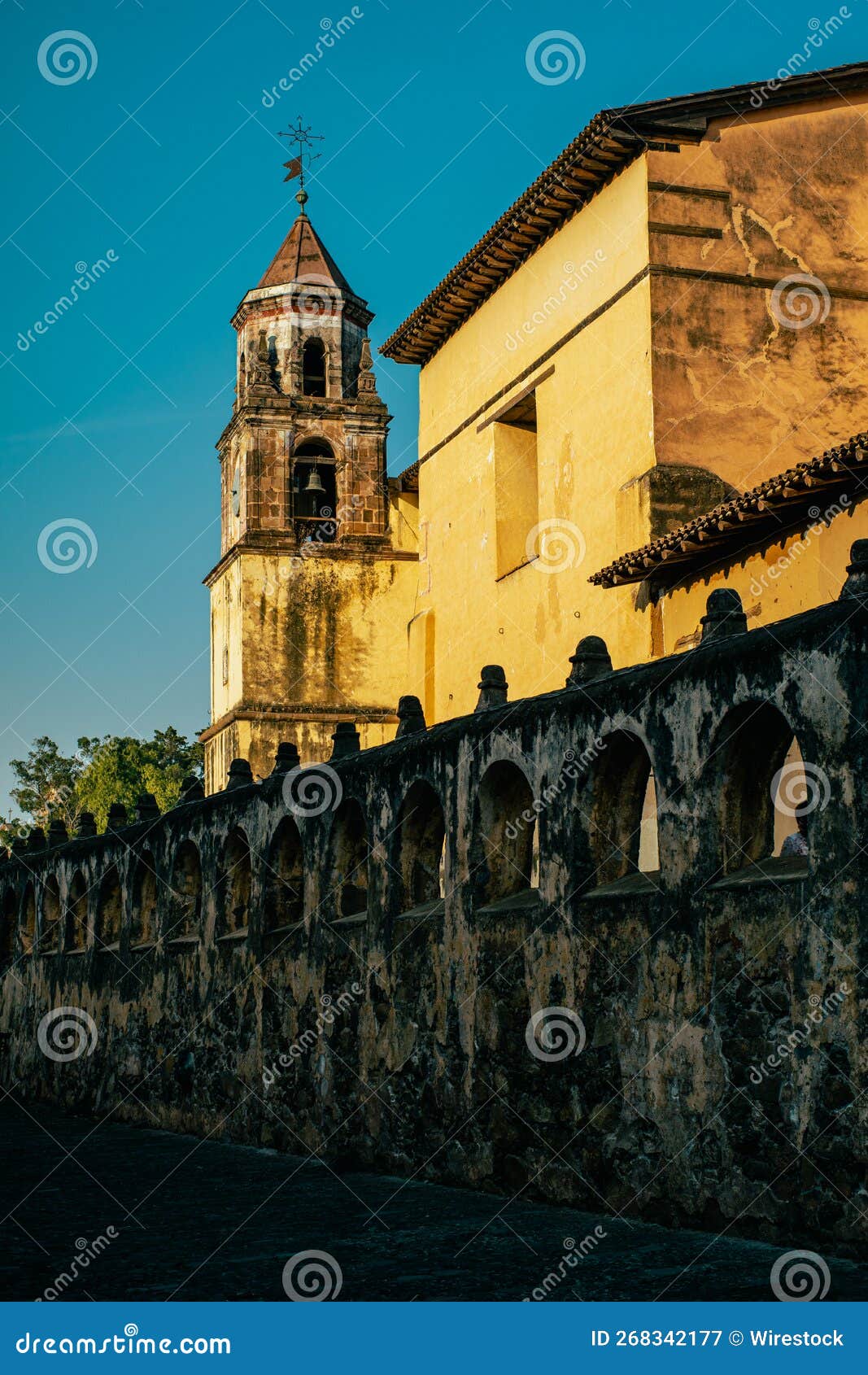 View of Medieval Wall and Monastery in Patzcuaro, Mexico Stock Image ...
